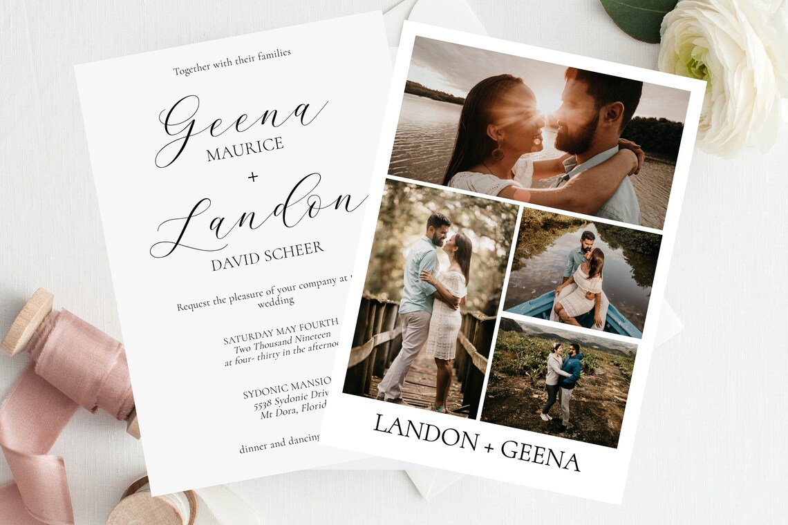 Simple Wedding Invitation Photo Wedding Invite Printable | Etsy