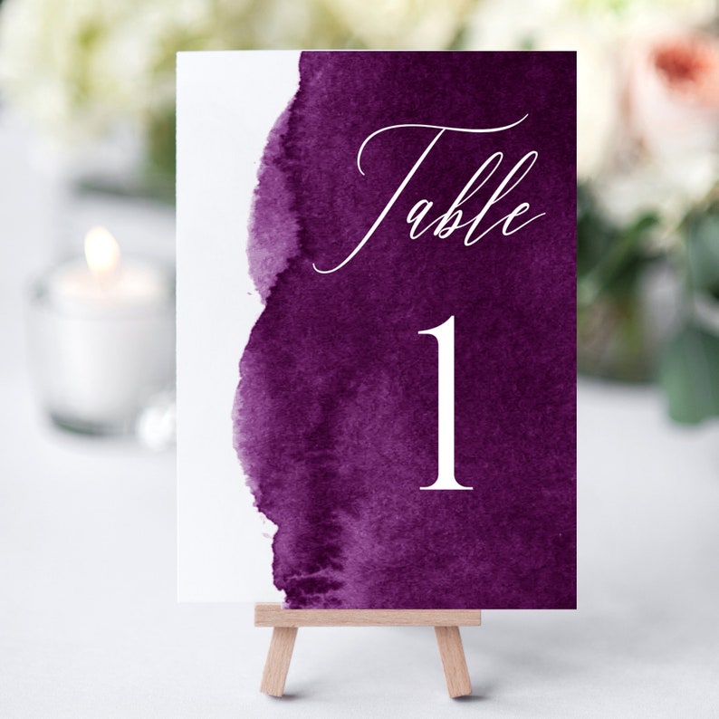 Plum Watercolor Printable Table Numbers Editable Table - Etsy Canada