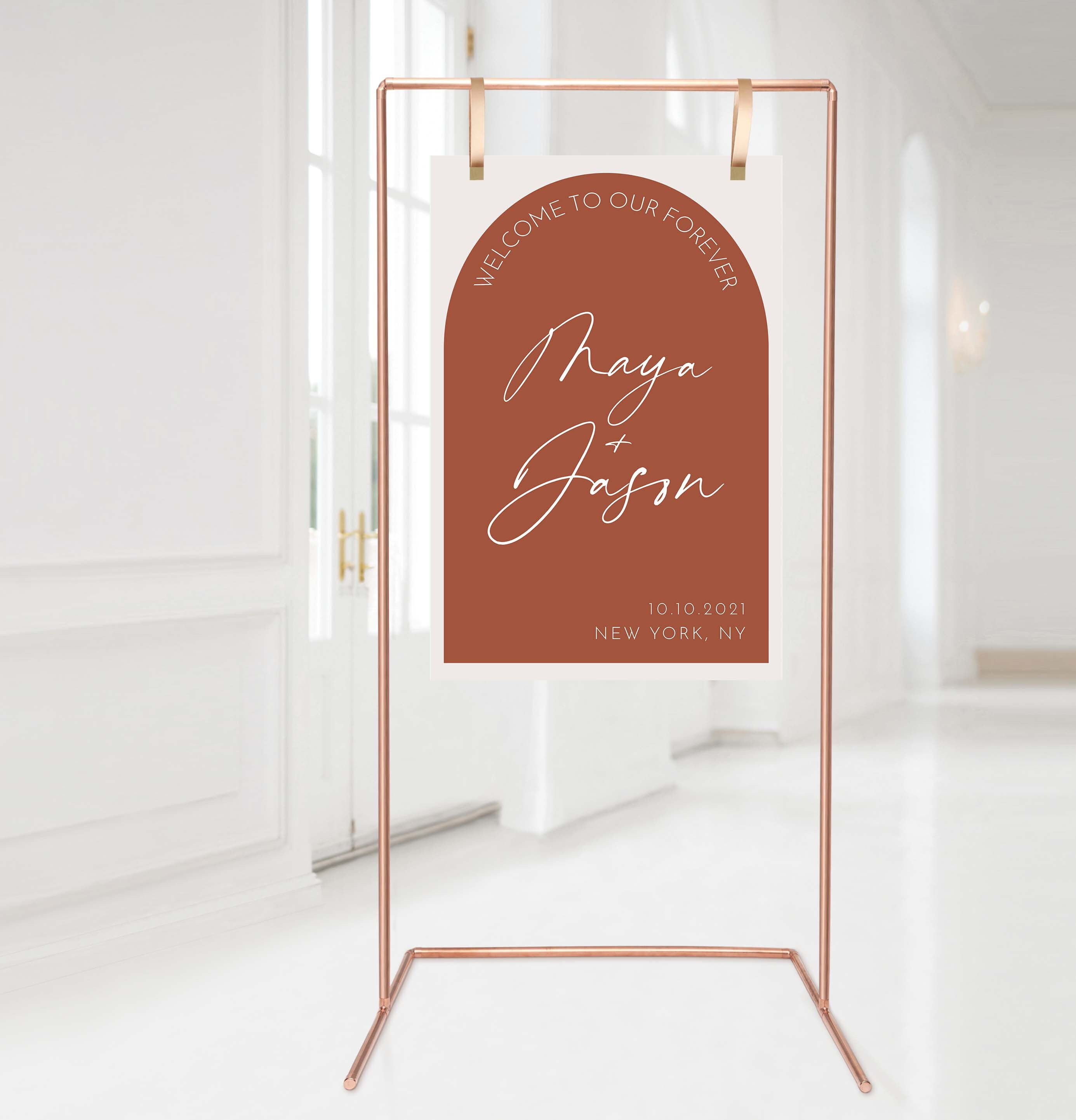 Arched Terracotta Wedding Welcome Sign Rust Welcome To Our | Etsy