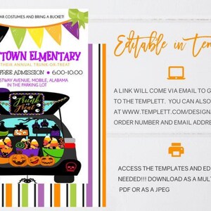EDITABLE Trunk or Treat Flyer, Halloween Parade, Trunk or Treat Flyer ...