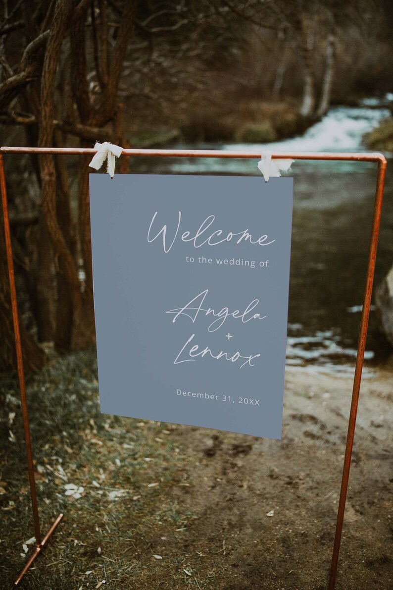 Dusty Blue Welcome Sign for Wedding Light Blue Printable - Etsy