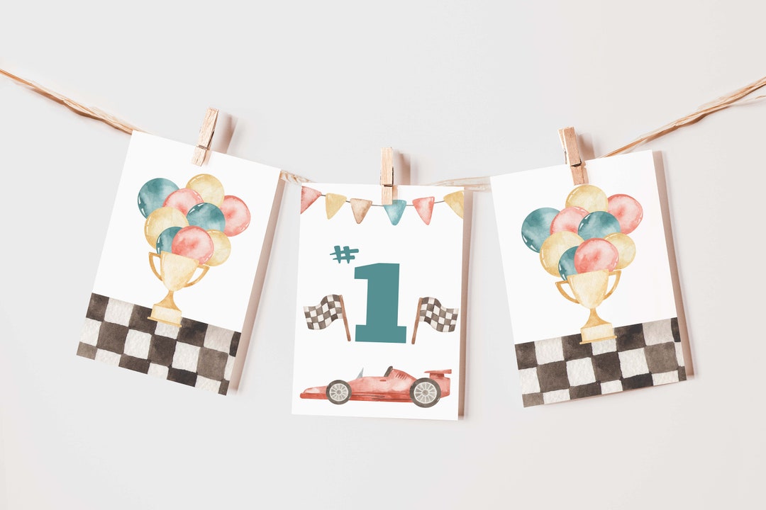 Race Car Birthday Banner, Fast One First Birthday, First Year Around ...