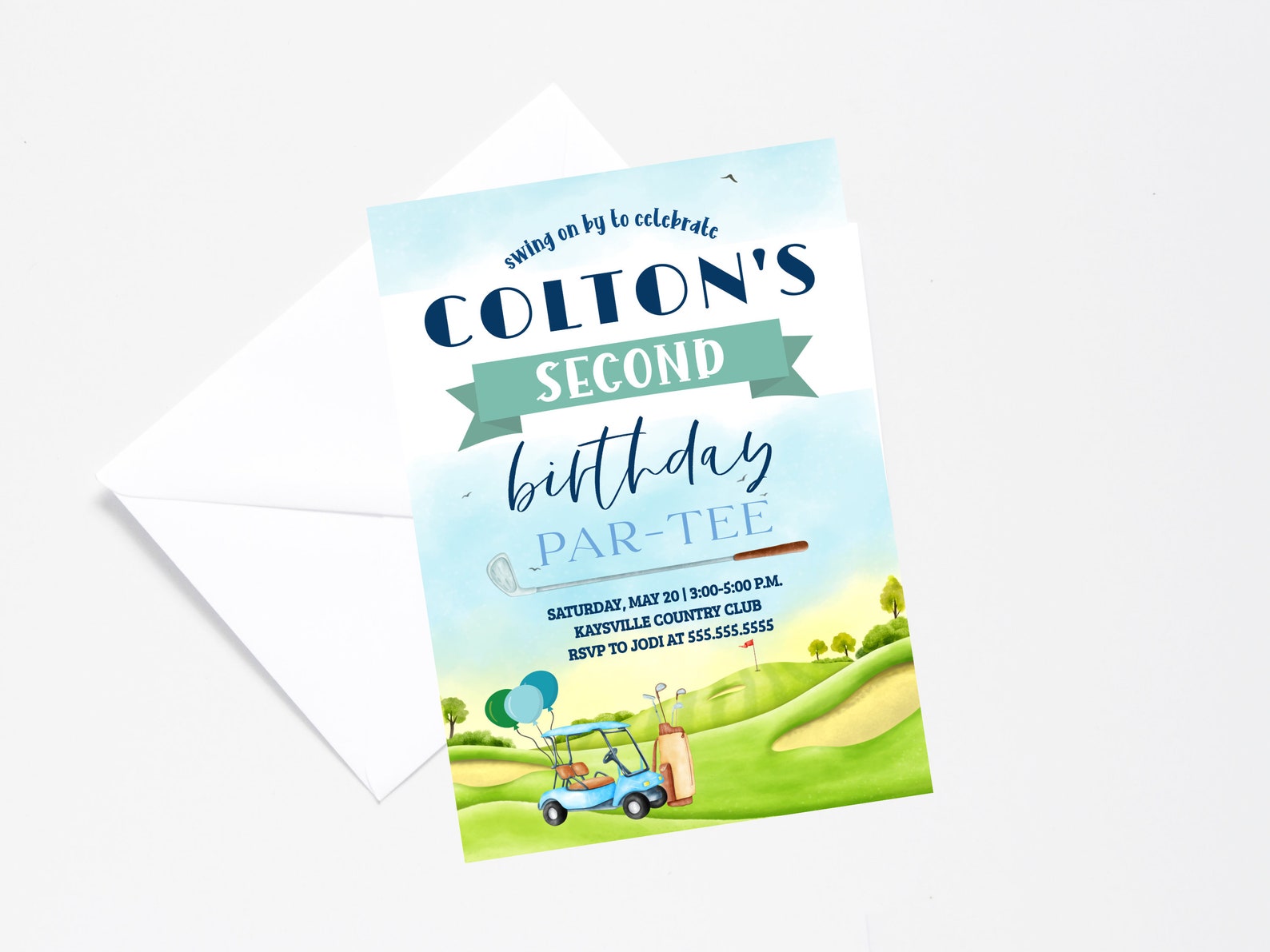 Golf Second Birthday Par-tee Invitation Editable Golf Par-tee - Etsy