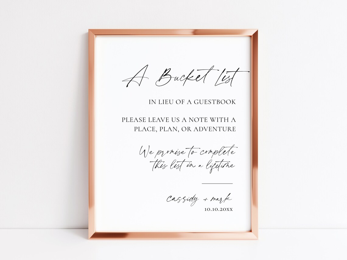 Guestbook Bucket List Sign Bucket List Wedding Alternative | Etsy
