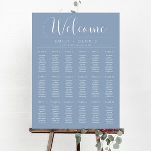 Dusty Blue Seating Chart Template, Seating Chart Wedding, Editable ...