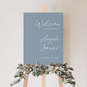 Dusty Blue Welcome Sign for Wedding, Light Blue Printable Reception ...