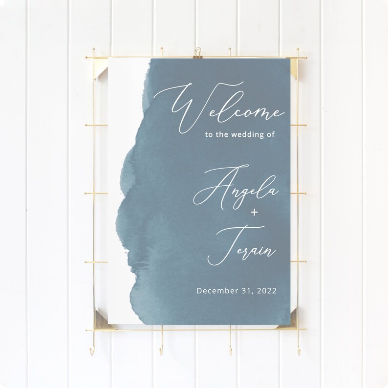 Dusty Blue Welcome Sign Printable Wedding Sign Reception - Etsy