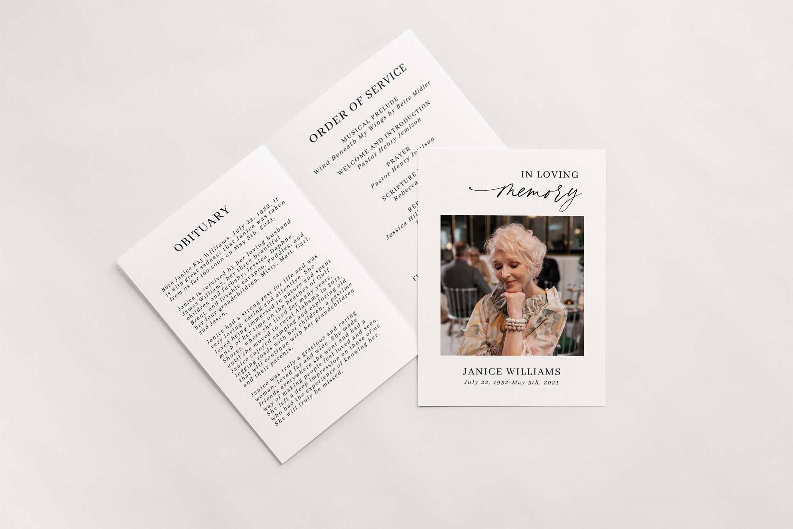 In Loving Memory Memorial Program for Funeral Service Funeral - Etsy