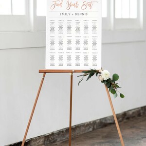 Rose Gold Seating Chart Template, Seating Chart Wedding, Editable ...