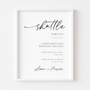 Shuttle Service Printable Wedding Sign, Wedding Transportation Bus ...
