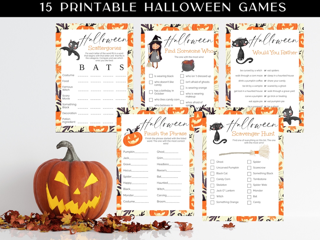 Printable Halloween Party Game Bundle, 15 Fun Spooky Party Games ...
