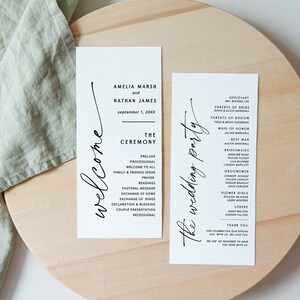 Minimalist Wedding Program Template Program for Wedding | Etsy