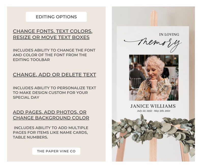 Editable Funeral Welcome Sign in Loving Memory Memorial Sign - Etsy