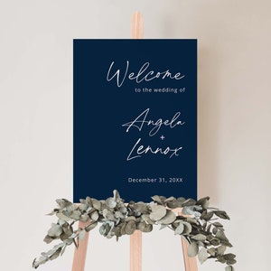 Navy Blue Welcome Sign, Printable Wedding Sign, Reception Sign Wedding ...
