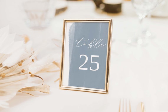 Dusty Blue Table Numbers Template Printable Dining Table - Etsy