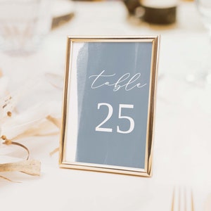 Dusty Blue Table Numbers Template, Printable Dining Table Numbers for ...