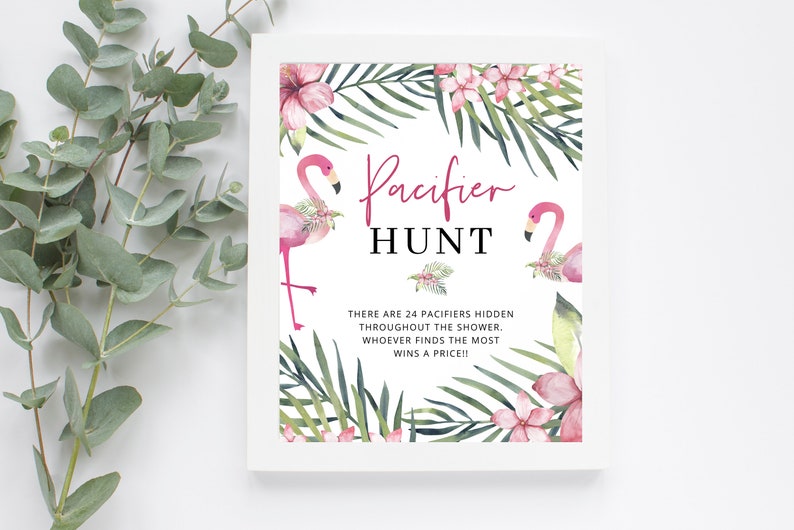 Pink Flamingo Pacifier Hunt Baby Shower Game Printable Find - Etsy