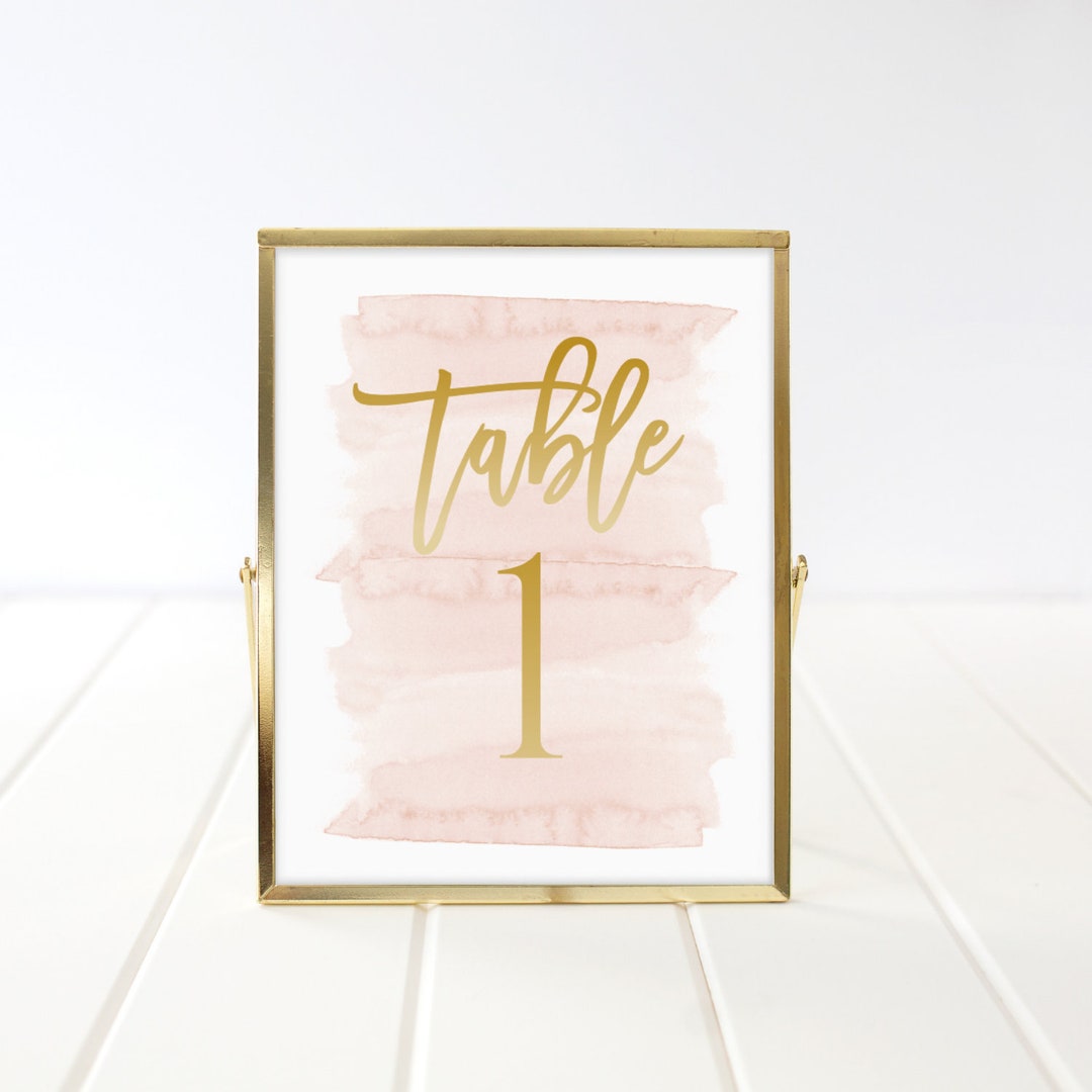 Watercolor Table Numbers, Blush Table Numbers Wedding, Table Numbers ...