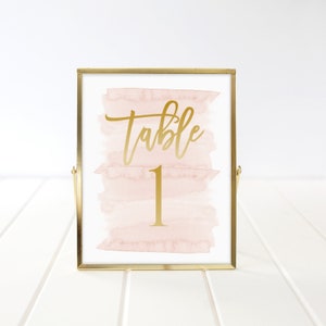 Watercolor Table Numbers, Blush Table Numbers Wedding, Table Numbers ...
