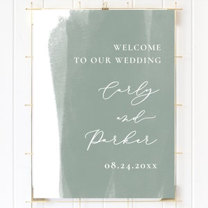 Sage Green Welcome Sign for Wedding, Light Green Printable Reception ...