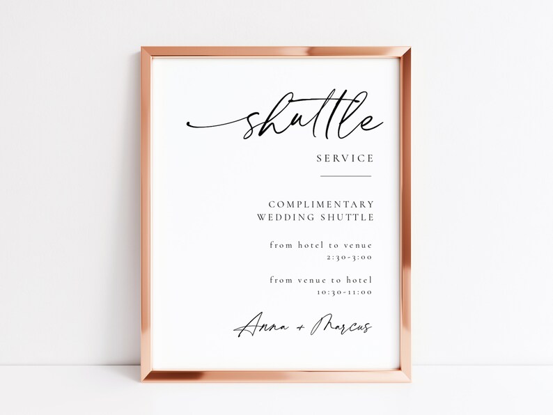 Shuttle Service Printable Wedding Sign Wedding Transportation - Etsy