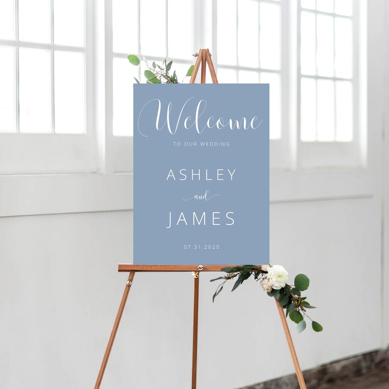 Dusty Blue Welcome Sign Printable Welcome Wedding Sign Blue - Etsy