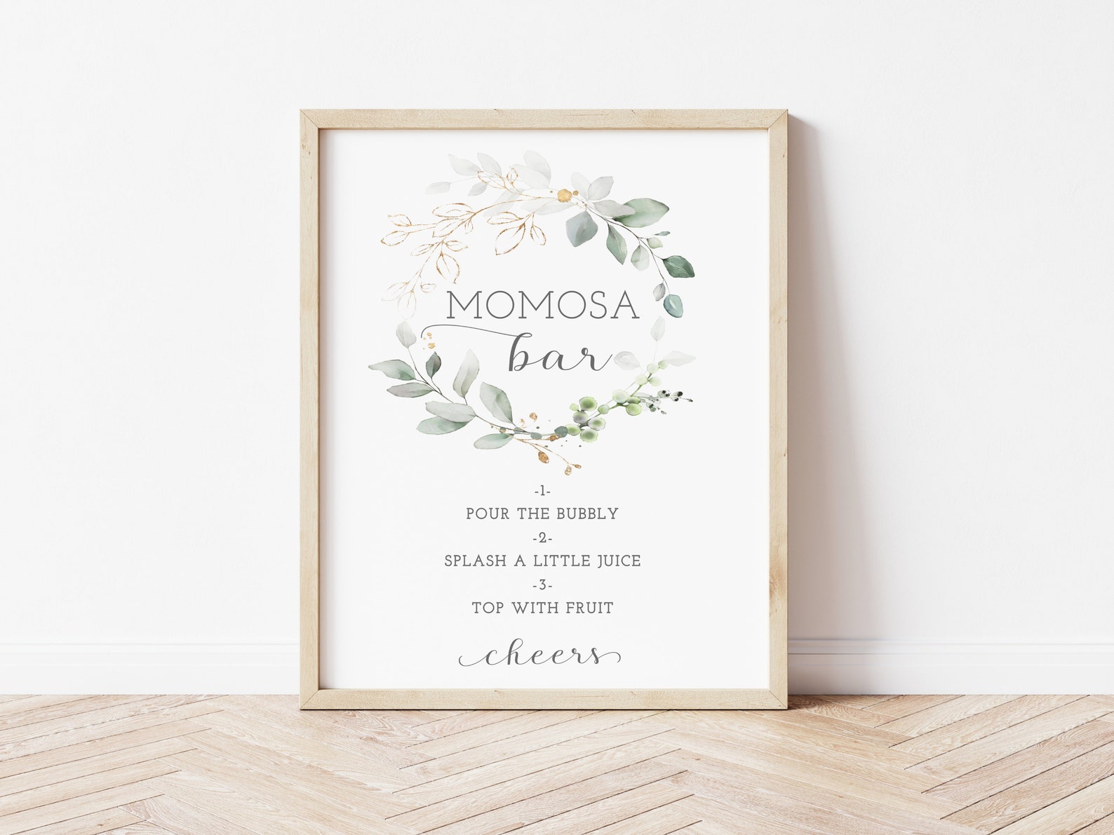 Momosa Bar Sign Printable for Baby Shower Greenery Eucalyptus | Etsy