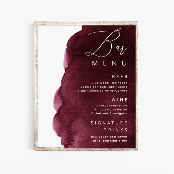 Bar Menu Template - Etsy