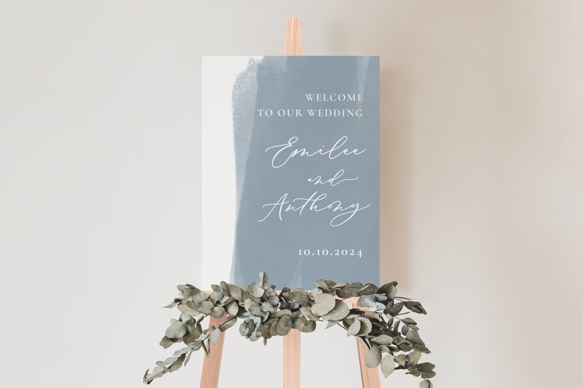 Dusty Blue Welcome Sign for Wedding Light Blue Printable | Etsy