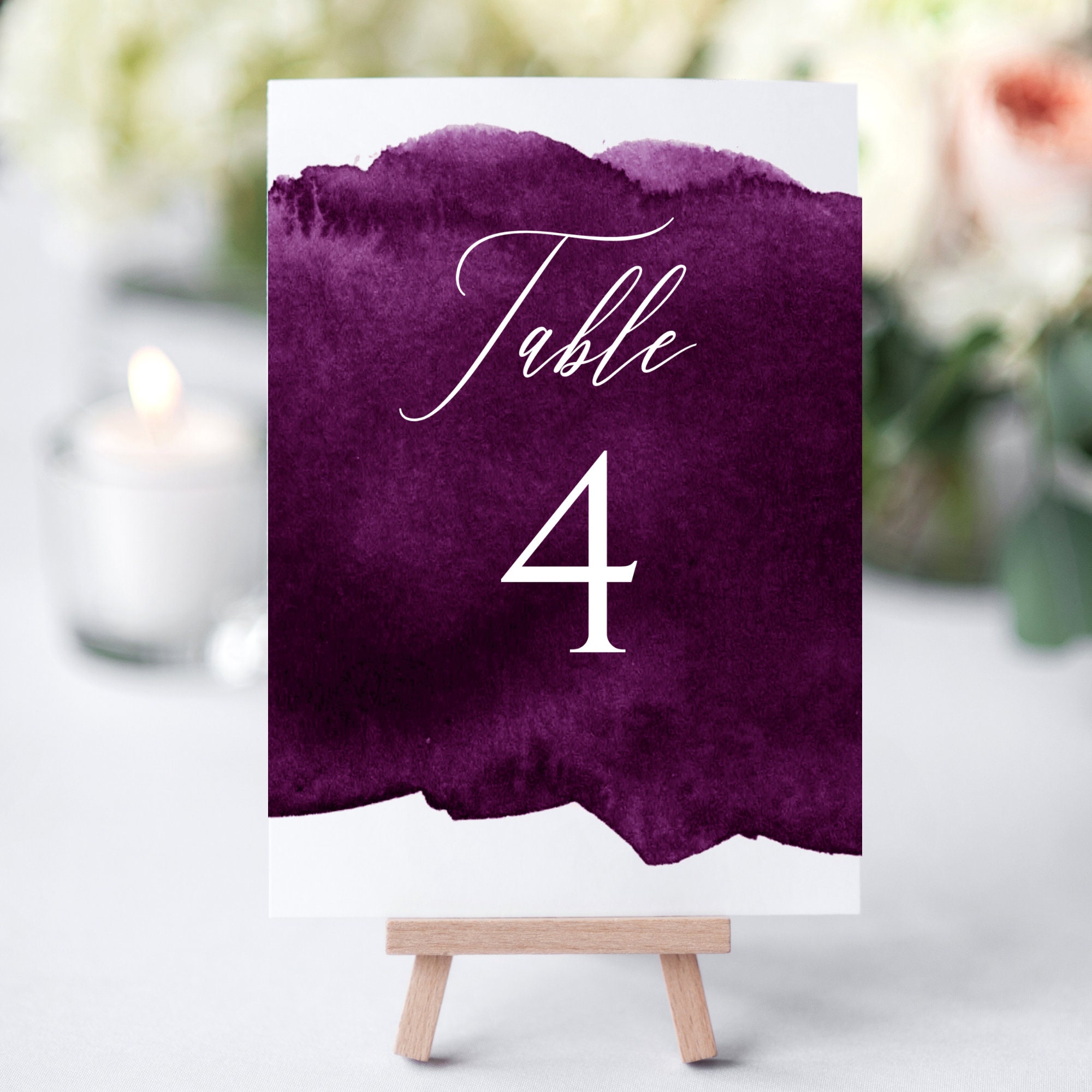 Plum Watercolor Printable Table Numbers Editable Table - Etsy Canada