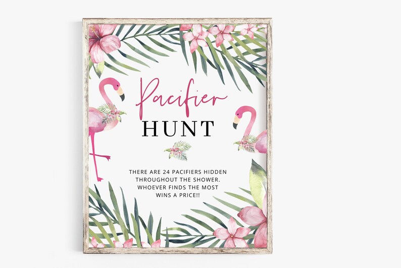 Pink Flamingo Pacifier Hunt Baby Shower Game Printable Find - Etsy