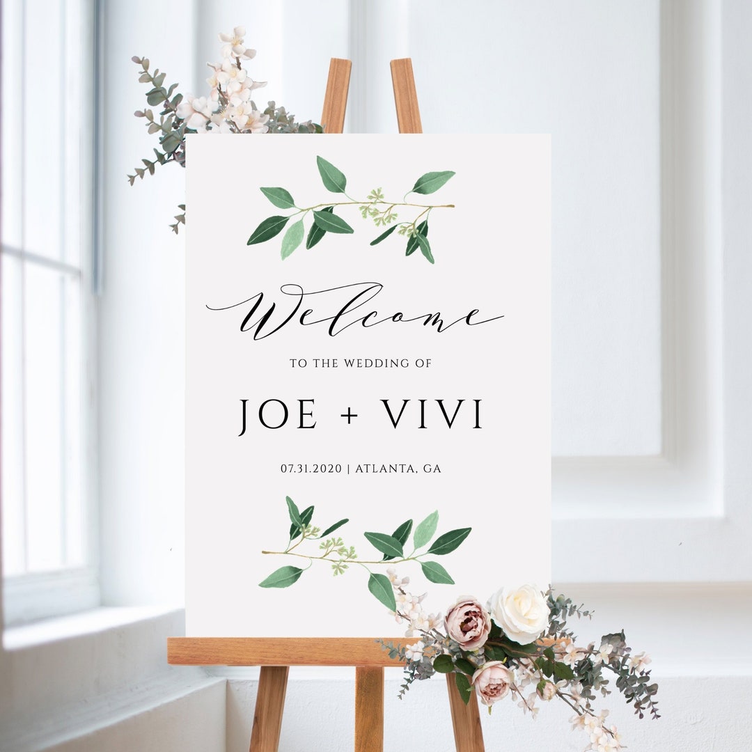 Eucalyptus Wedding Welcome Sign, Wedding Welcome Sign, Greenery Wedding ...