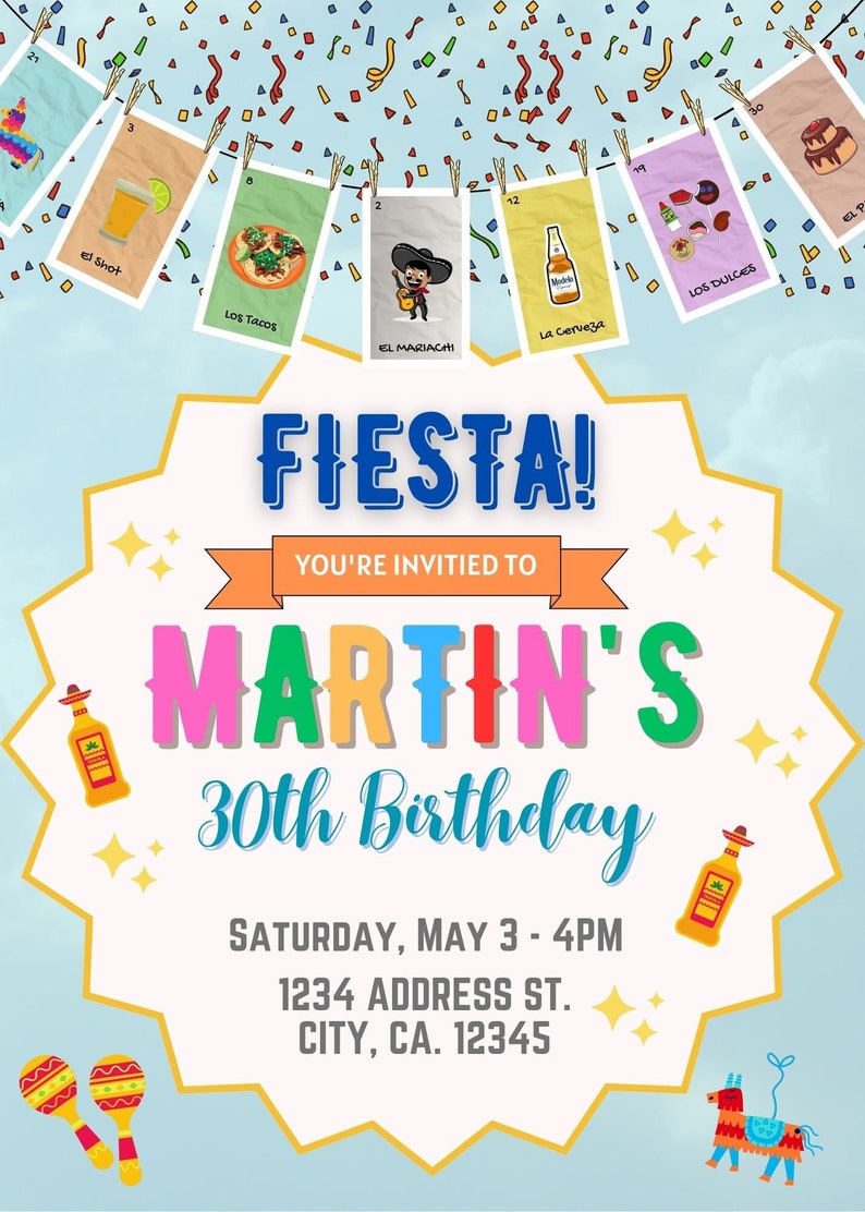 Mexican Loteria Birthday Invitation - Etsy