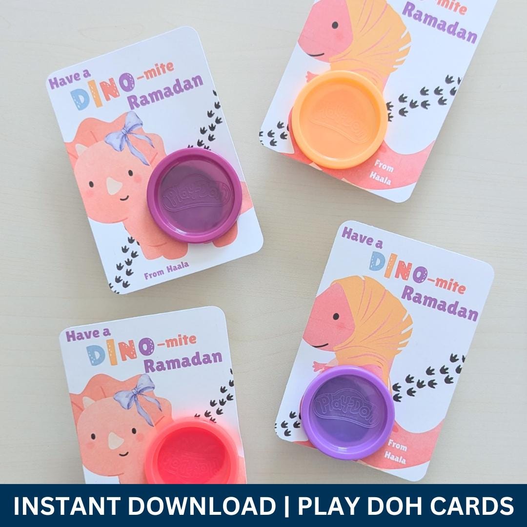 Ramadan Dinosaur Play Doh Gift Card | Girl Dinosaur | Printable Class ...