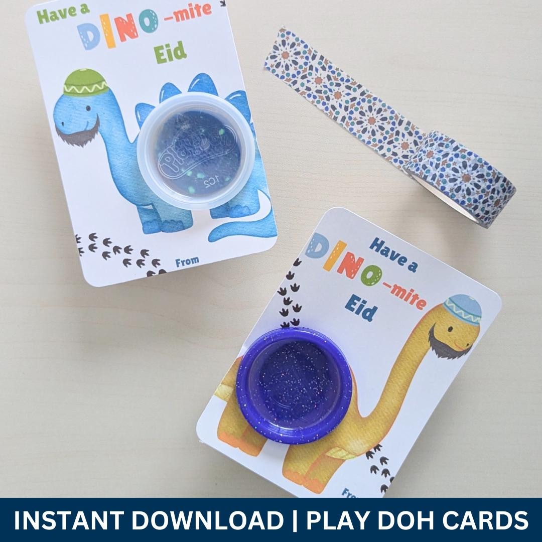 Eid Dinosaur Play Doh Gift Card | Toddler Eid Gift | Preschool Eid Gift ...