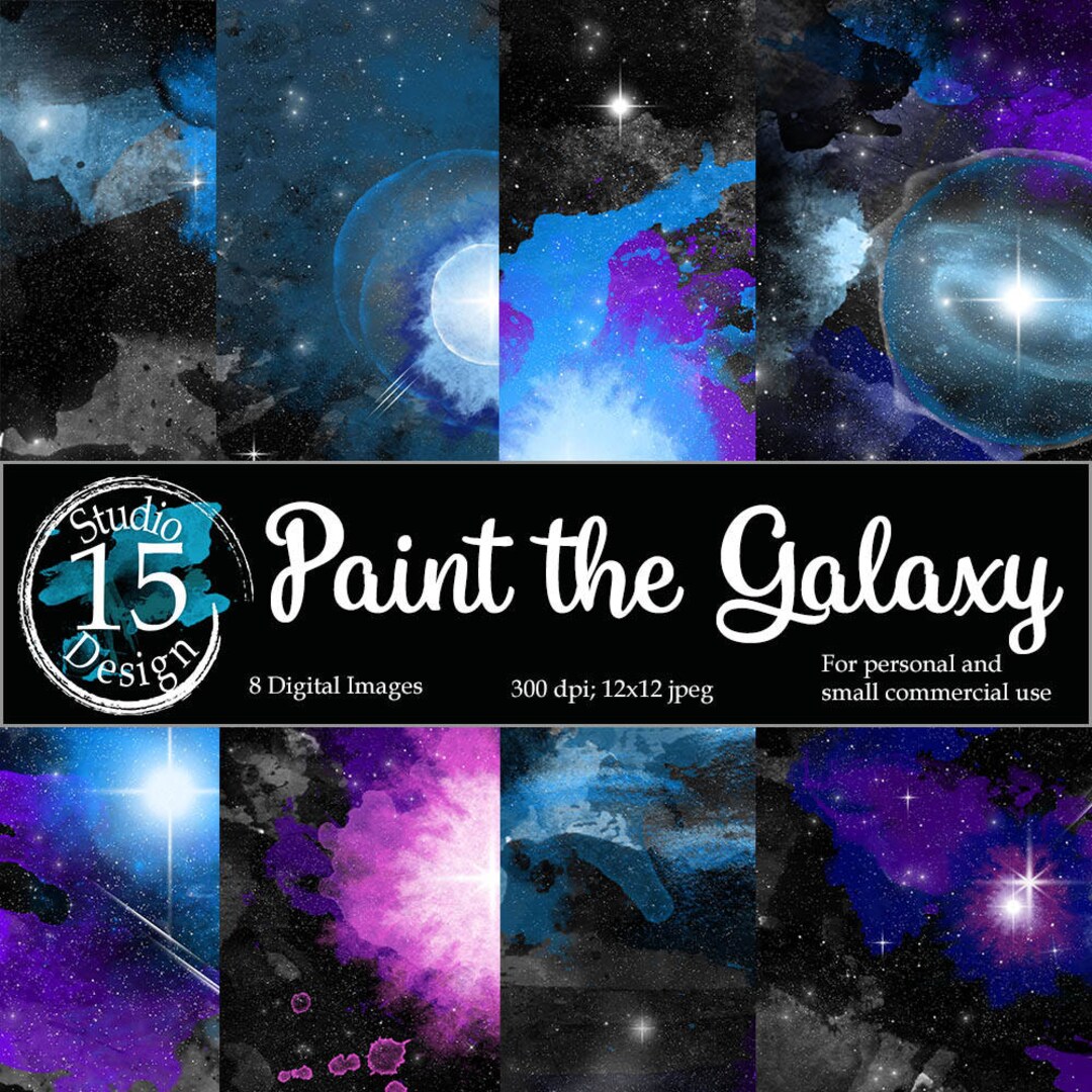 Galaxy Digital Paper-watercolor Galaxy, Nebula Digital Paper, Night ...