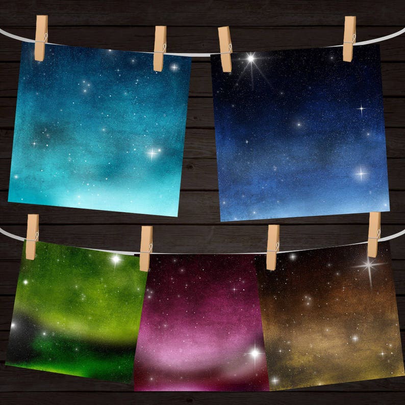Ombre Night Sky Digital Paper Galaxy Digital Paper Multi-colored Night ...