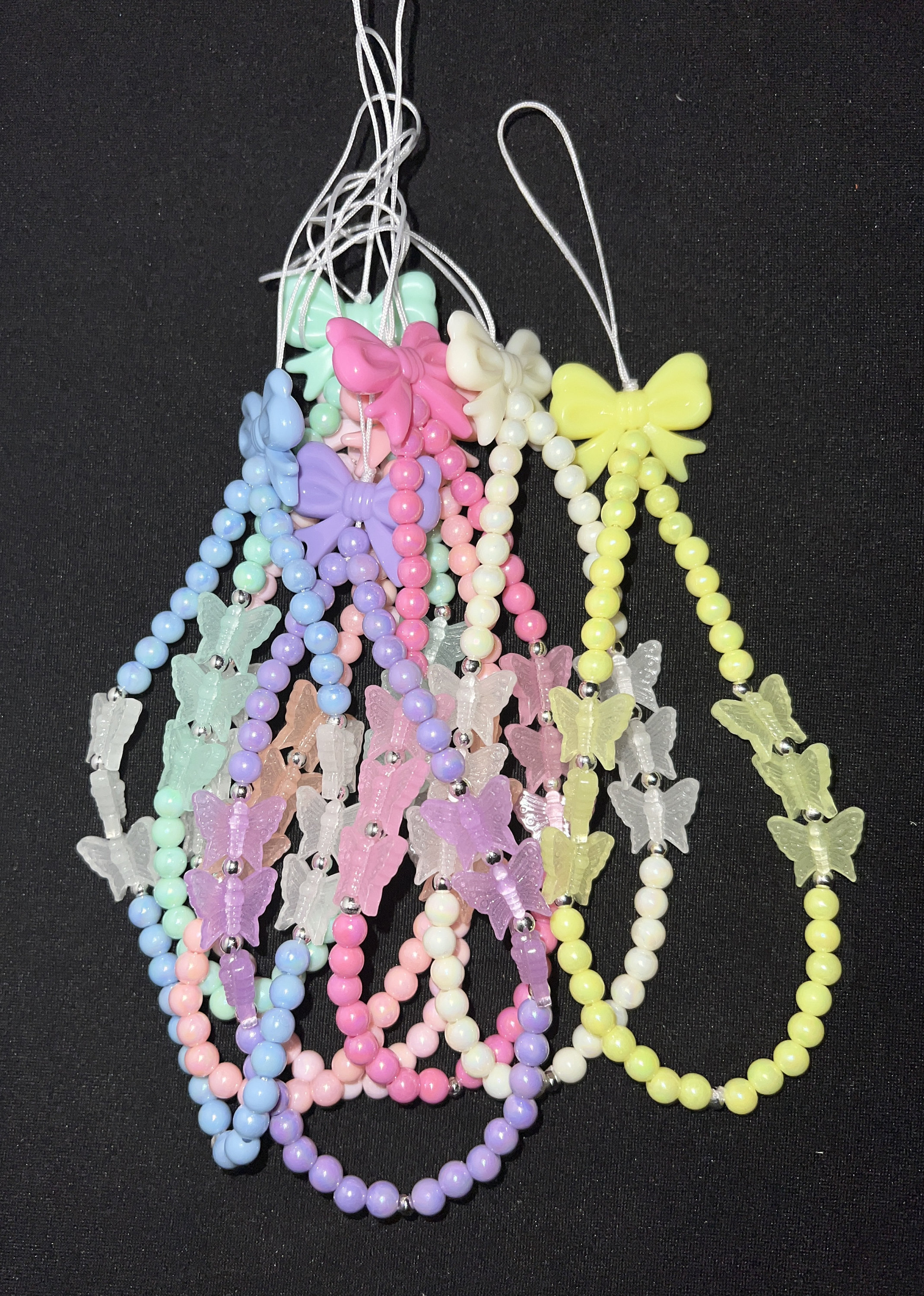 Glow-in-the-dark Butterfly Phone Charm, Pastel Beaded Wristlet - Etsy