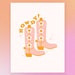 Pink Howdy Cowgirl Boot Art Print 8.5x11, Cowgirl Boot Print, Western ...