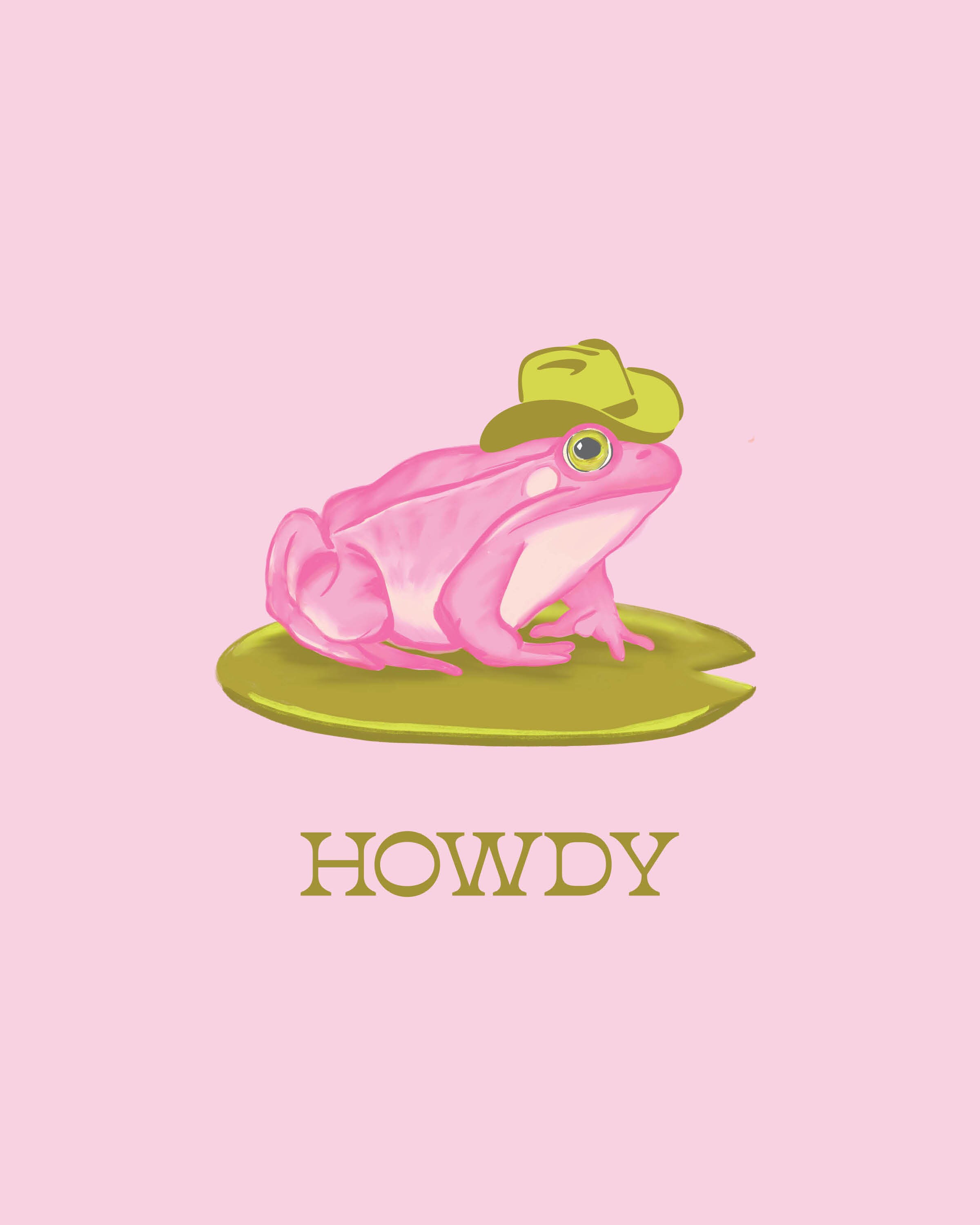 Pink Howdy Cowboy Frog Print, 8x10 Frog Illustration, Frog Lover Gift ...