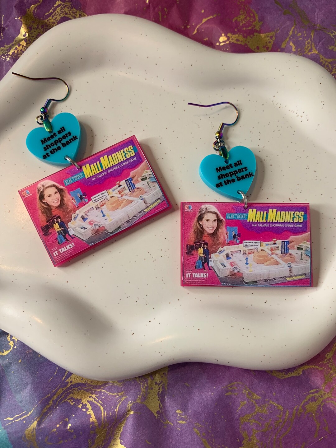 Mall Maddness 90s Y2K Board Game Acrylic Dangle Earrings - Etsy