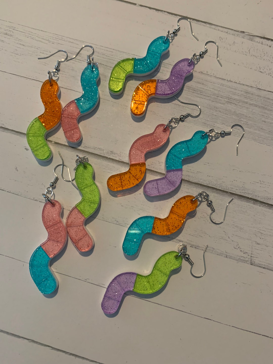 Neon Gummy Worms 90s Y2k Acrylic Dangle Earrings - Etsy