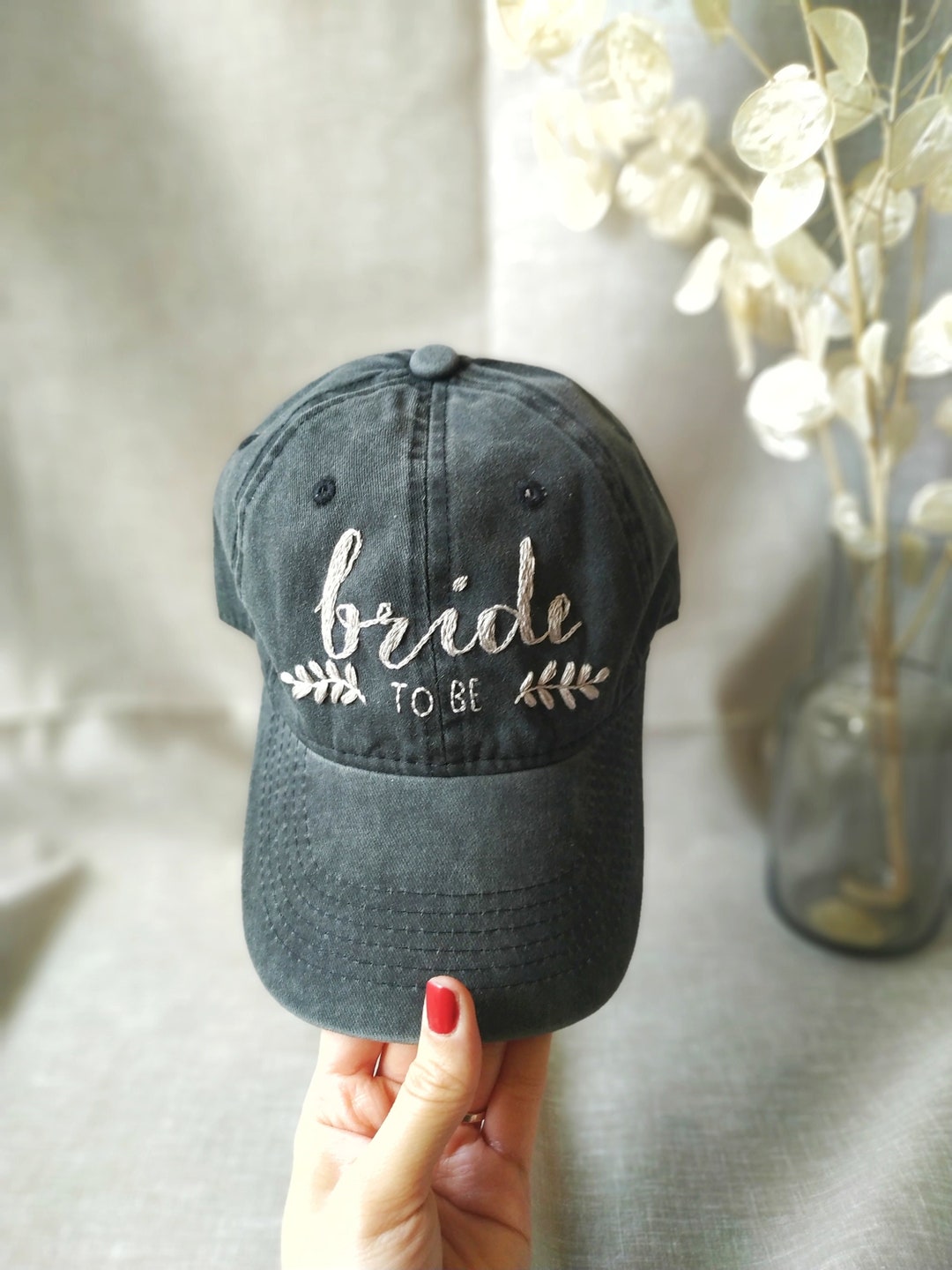 Bachelorette Party Hat, Bride Cap, Hand Embroidered Hat, Embroidered ...