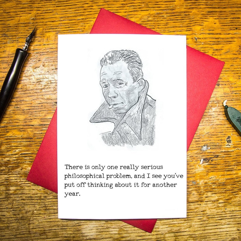 Camus Birthday Card Funny Philosophy Dark Humour Academic - Etsy