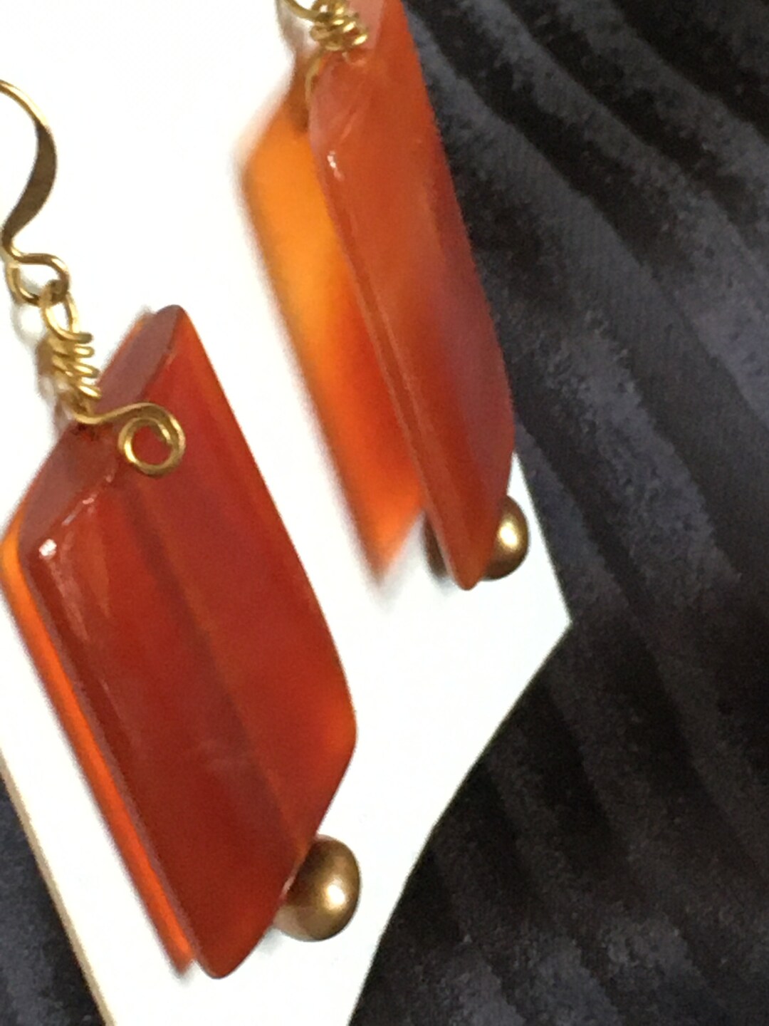 Rich,deep, Blood Red Banded CARNELIAN Agate With 10k Gold Rectangular ...
