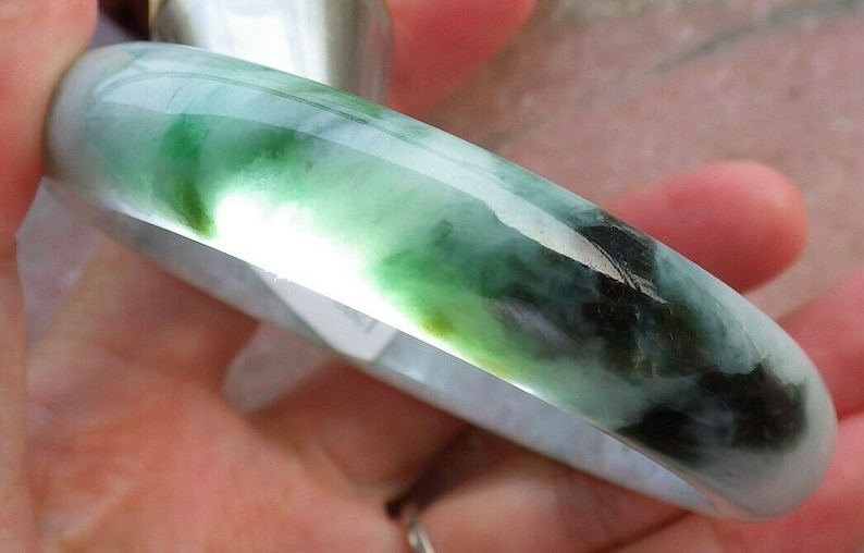 58mm Imperial Apple Green Set in Lavender Jadeite JADE With - Etsy