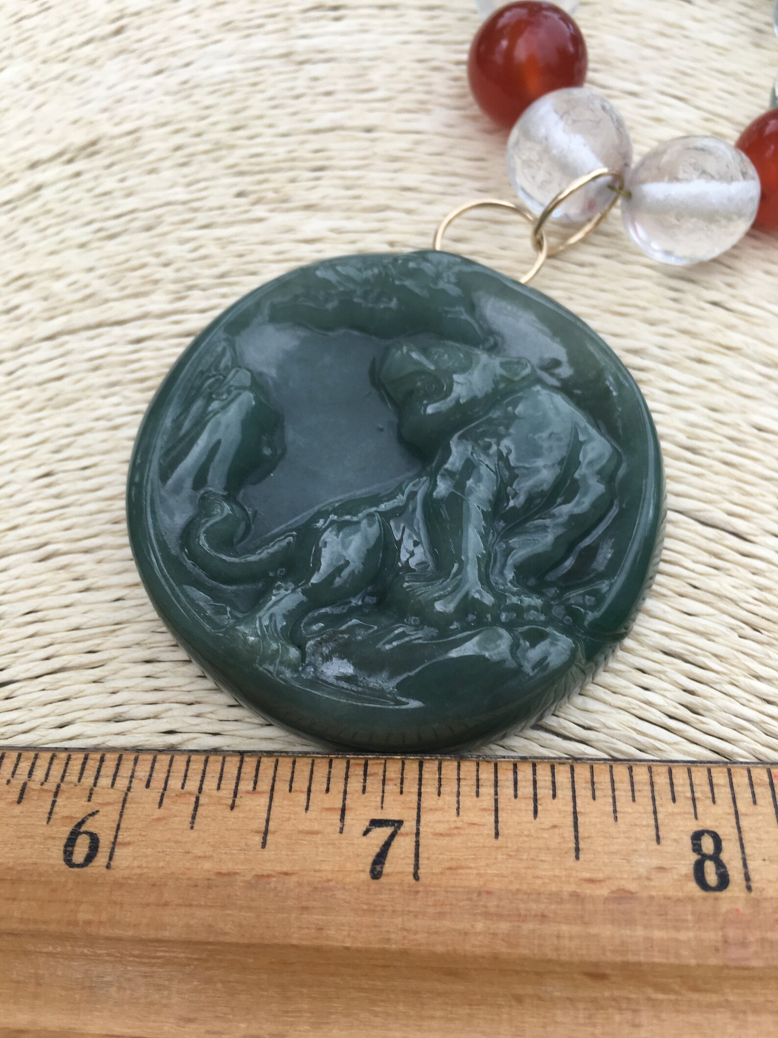 Ocean Deep Blue Green Jadeite Tiger in Landscape Pendant Unique With ...