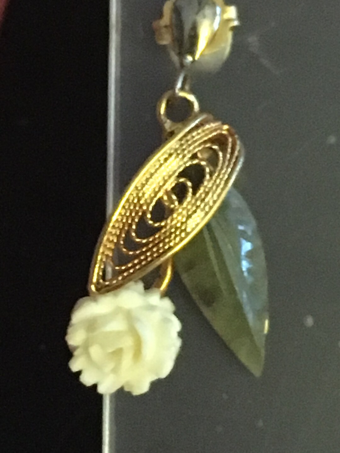 Lite Green Nephrite Jade Filigree Twisted Bone Floral Cut Earrings - Etsy
