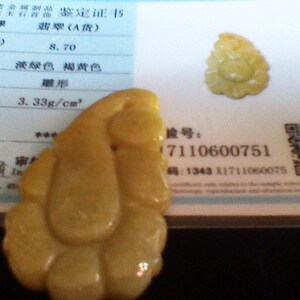 Golden Yellow Jadeite Flower Key Chain or Pendant Certified Type A ...