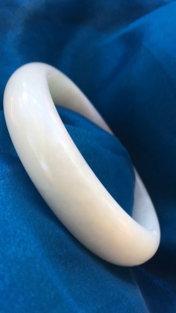 54mm Petite Creamy White Square JADE Jadeite Bangle B… - Gem